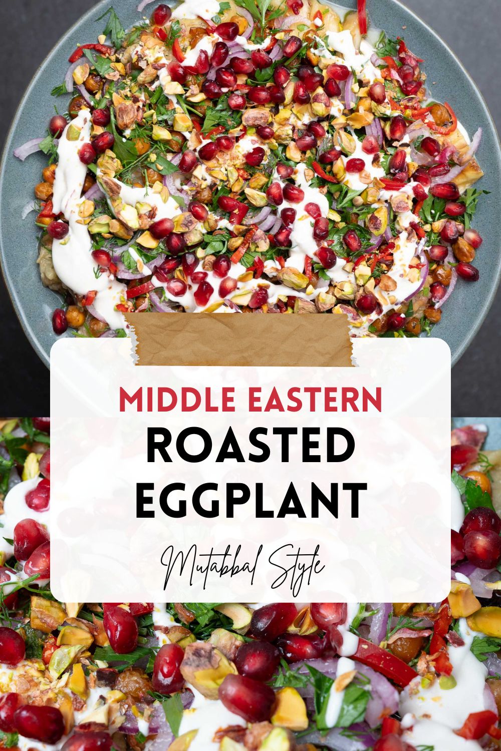 Oven Roasted Eggplant on Tahini Yogurt - Mutabbal recipe