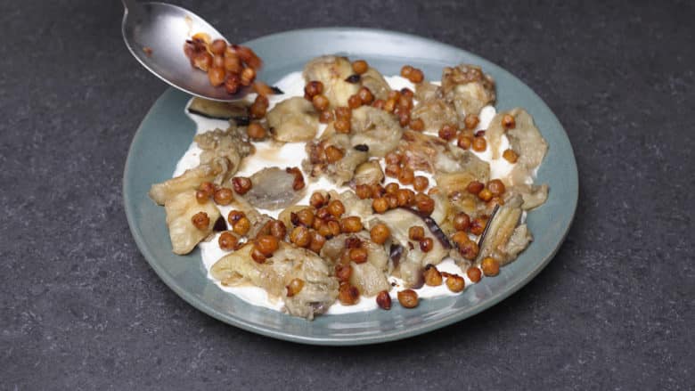 Oven Roasted Eggplant on Tahini Yogurt - Mutabbal recipe